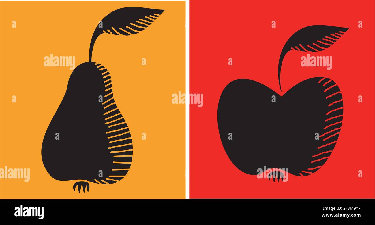 Apple and pear vector icons Stock Vector Image & Art - Alamy