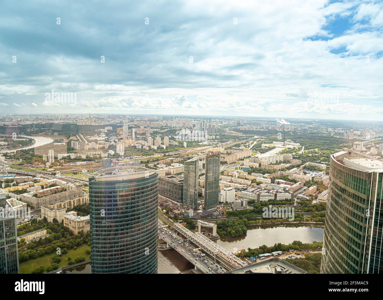 Aerial view of center of Moscow from observation deck Federation Tower ...