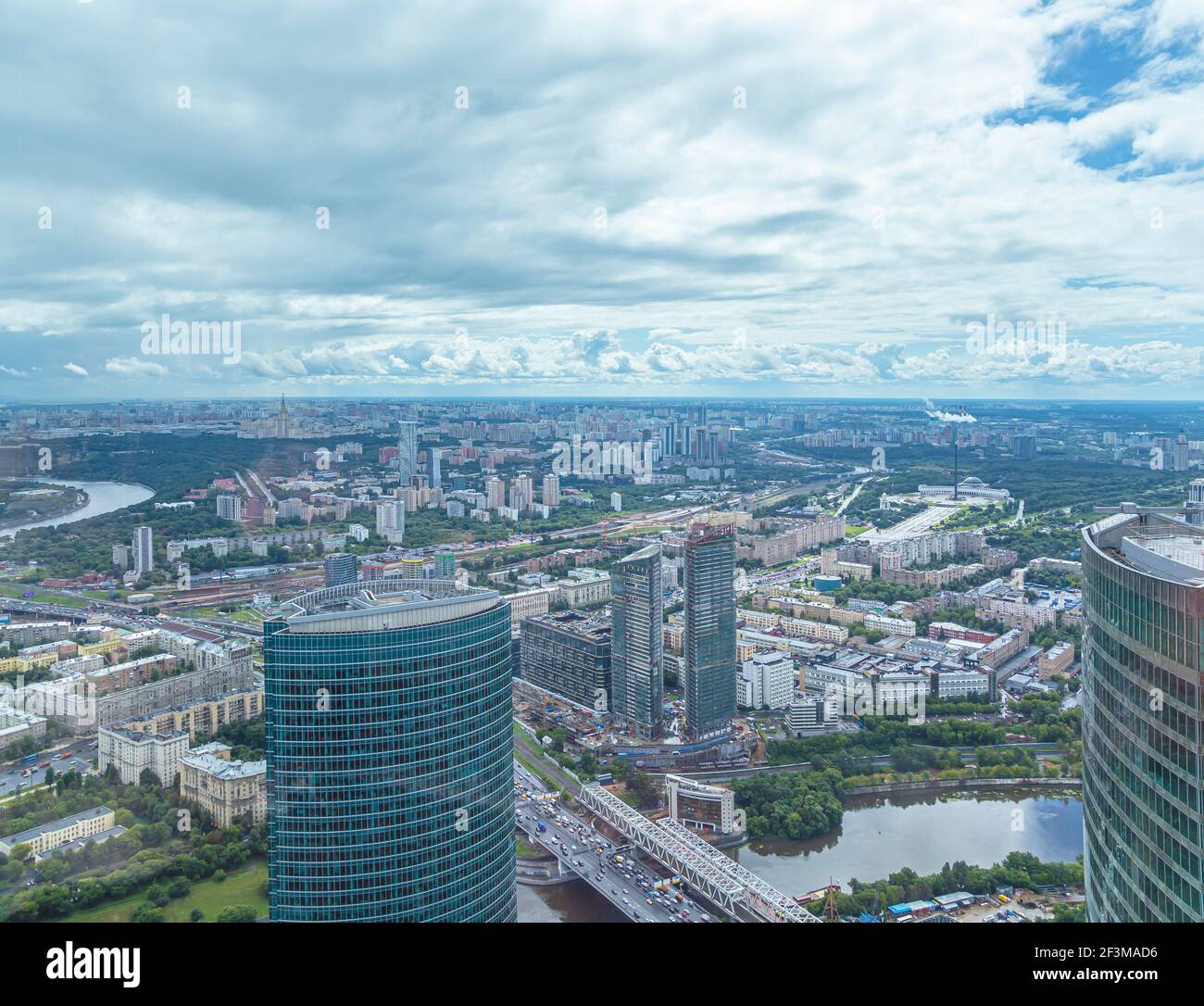 Aerial view of center of Moscow from observation deck Federation Tower ...