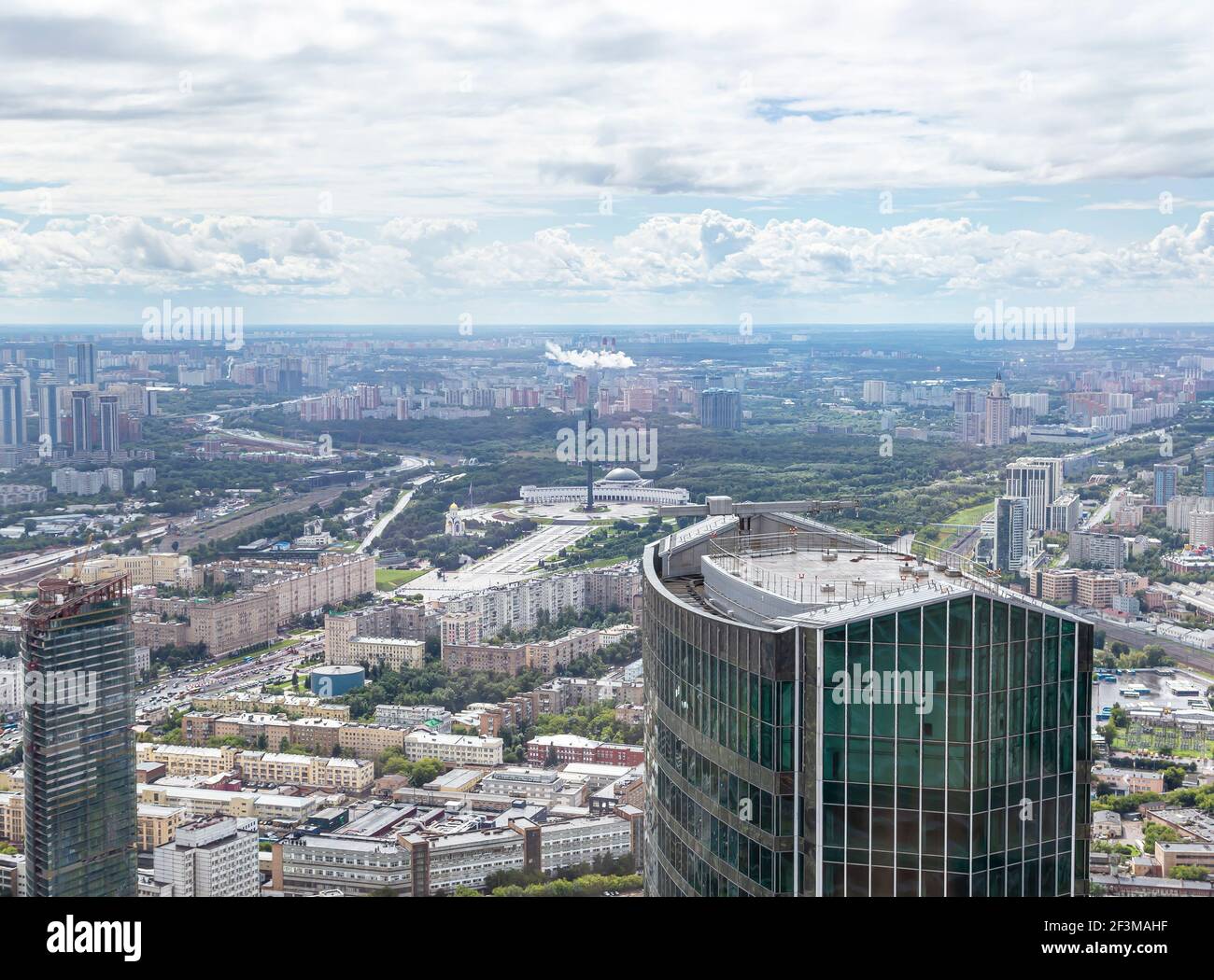 Aerial view of center of Moscow from observation deck Federation Tower ...