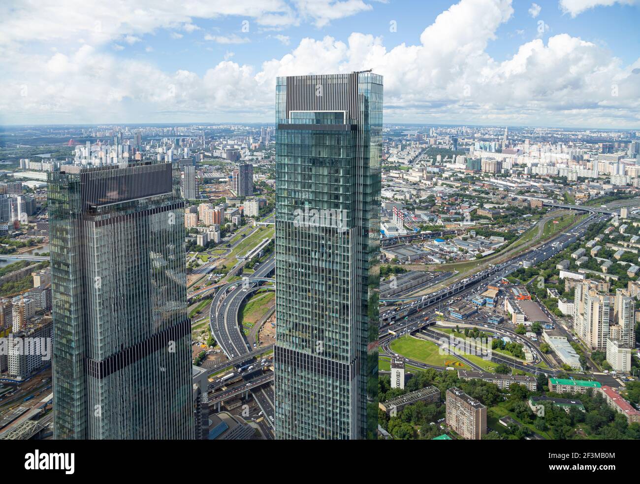 Aerial view of center of Moscow from observation deck Federation Tower ...