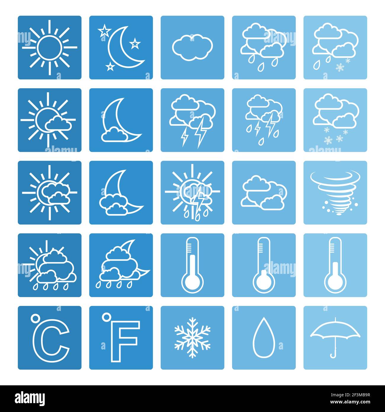 Weather icons on blue background Stock Vector Image & Art - Alamy
