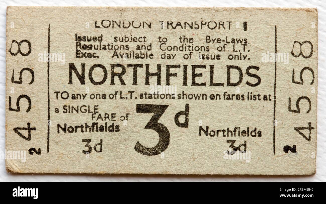 1950s London Transport Underground or Tube Train Ticket from ...