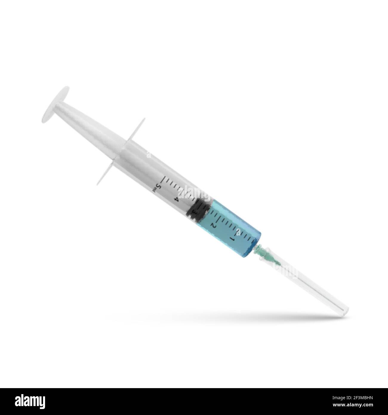 Syringe with drug. Realistic syringe with vaccine injection. Laboratory ...