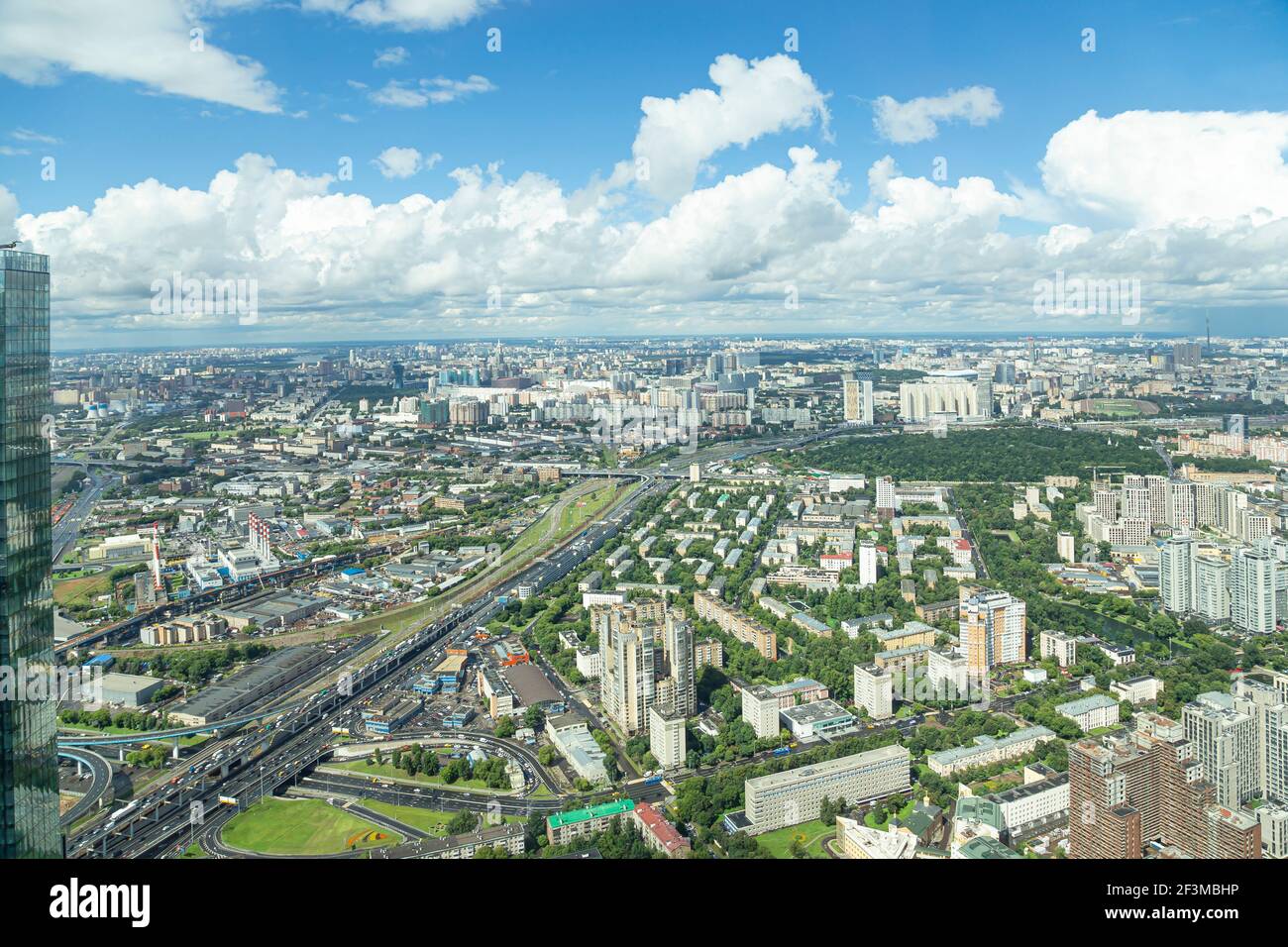 Aerial view of center of Moscow from observation deck Federation Tower ...