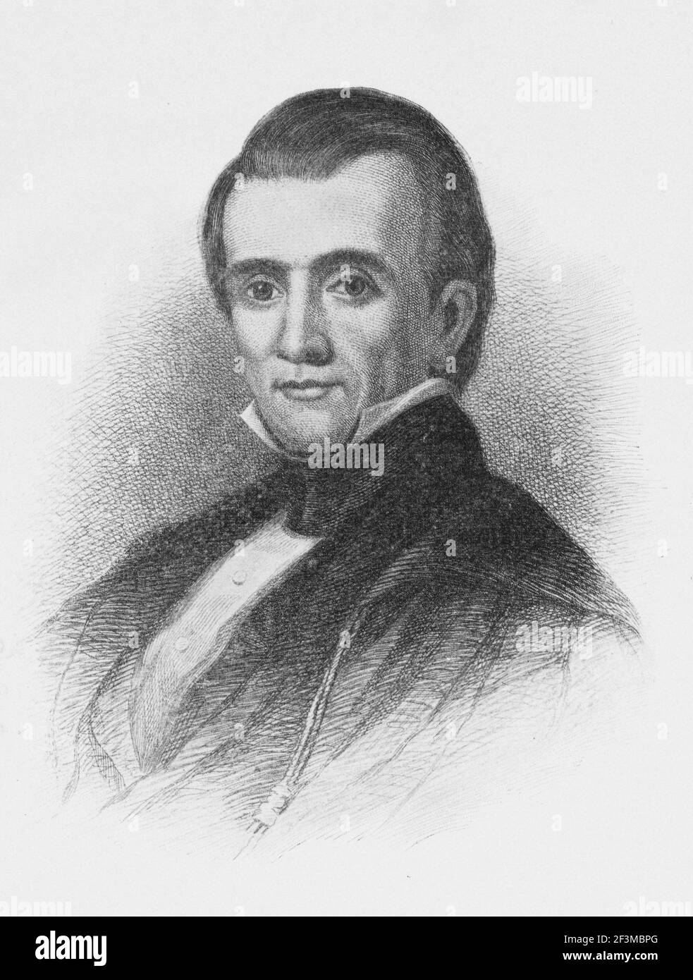 Portrait of president James Polk. James Knox Polk (1795 – 1849) was the ...