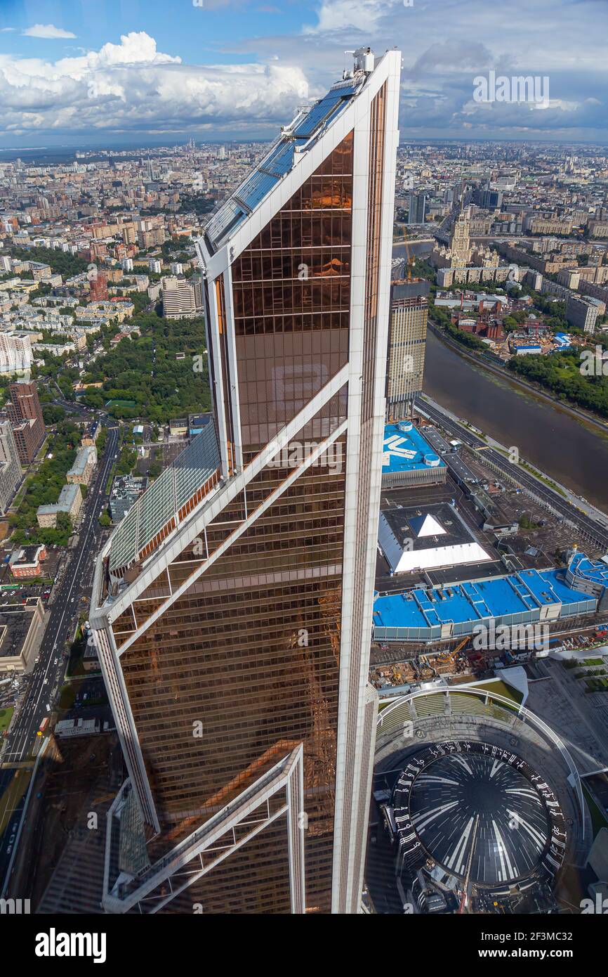 Aerial view of center of Moscow from observation deck Federation Tower ...