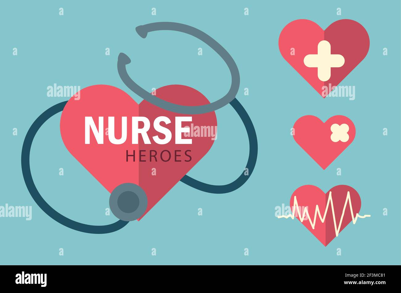 nurse heroes healthcare hearts stethoscope Stock Vector Image & Art - Alamy