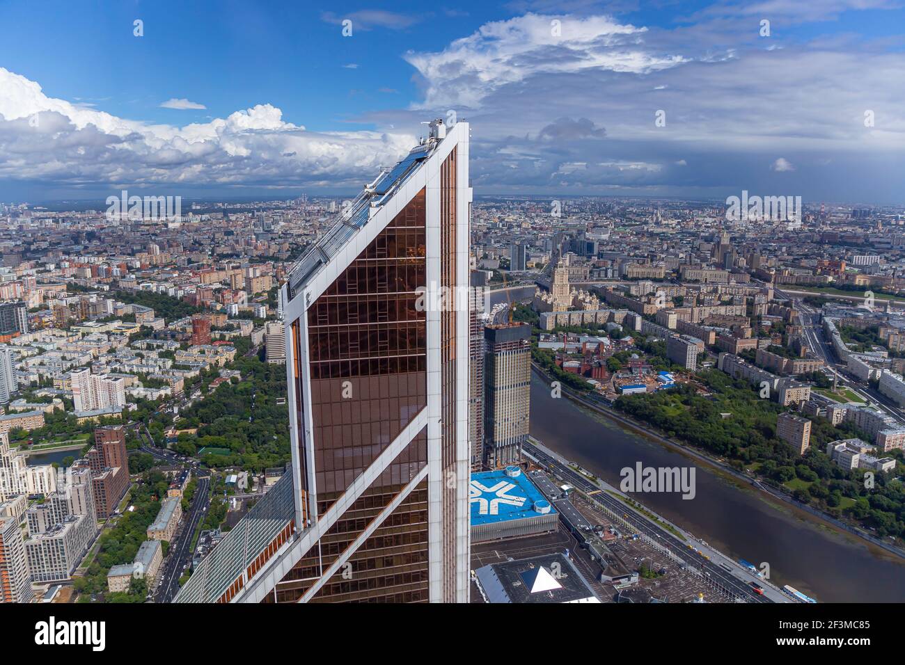 Aerial view of center of Moscow from observation deck Federation Tower ...