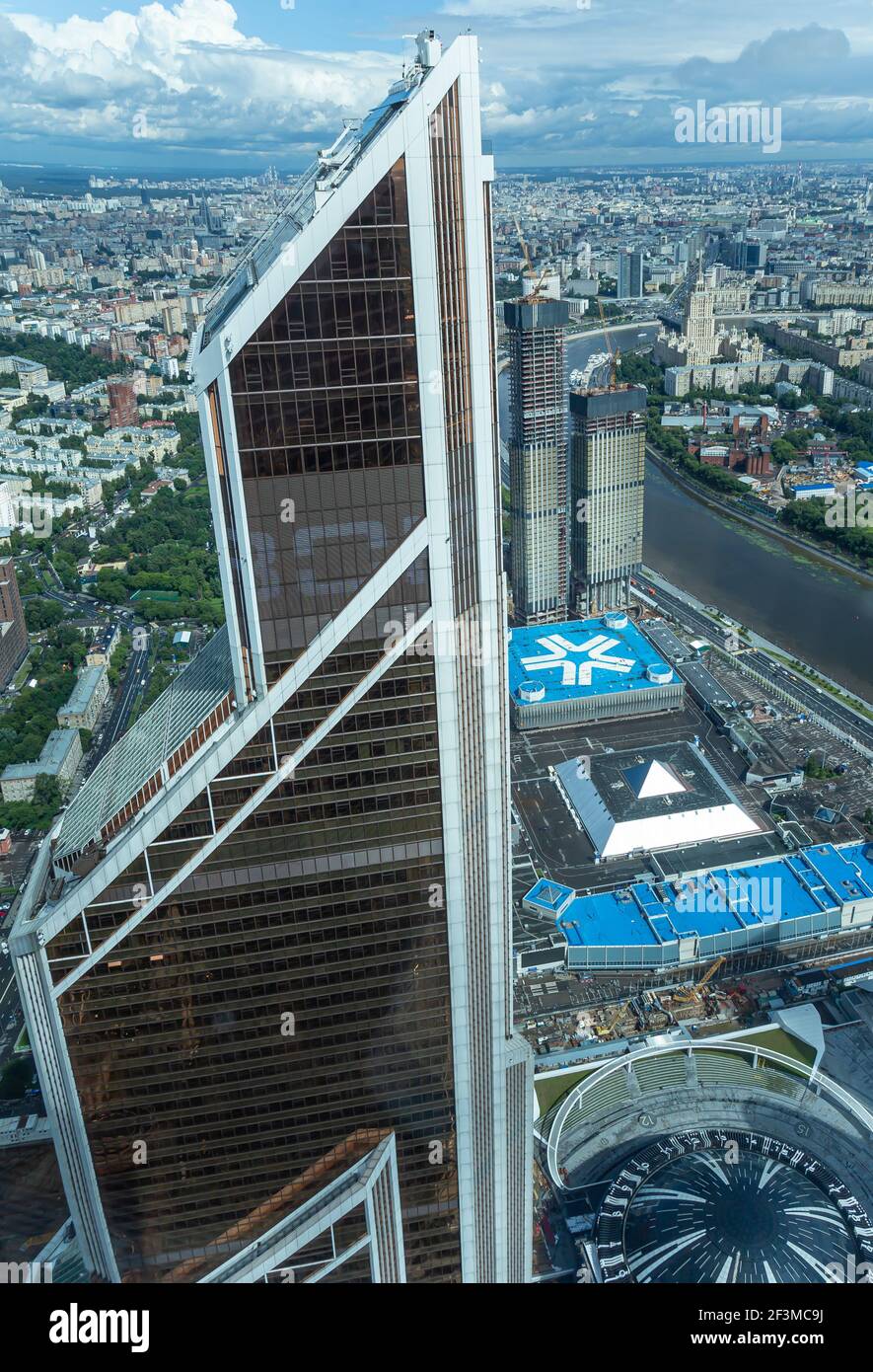 Aerial view of center of Moscow from observation deck Federation Tower ...