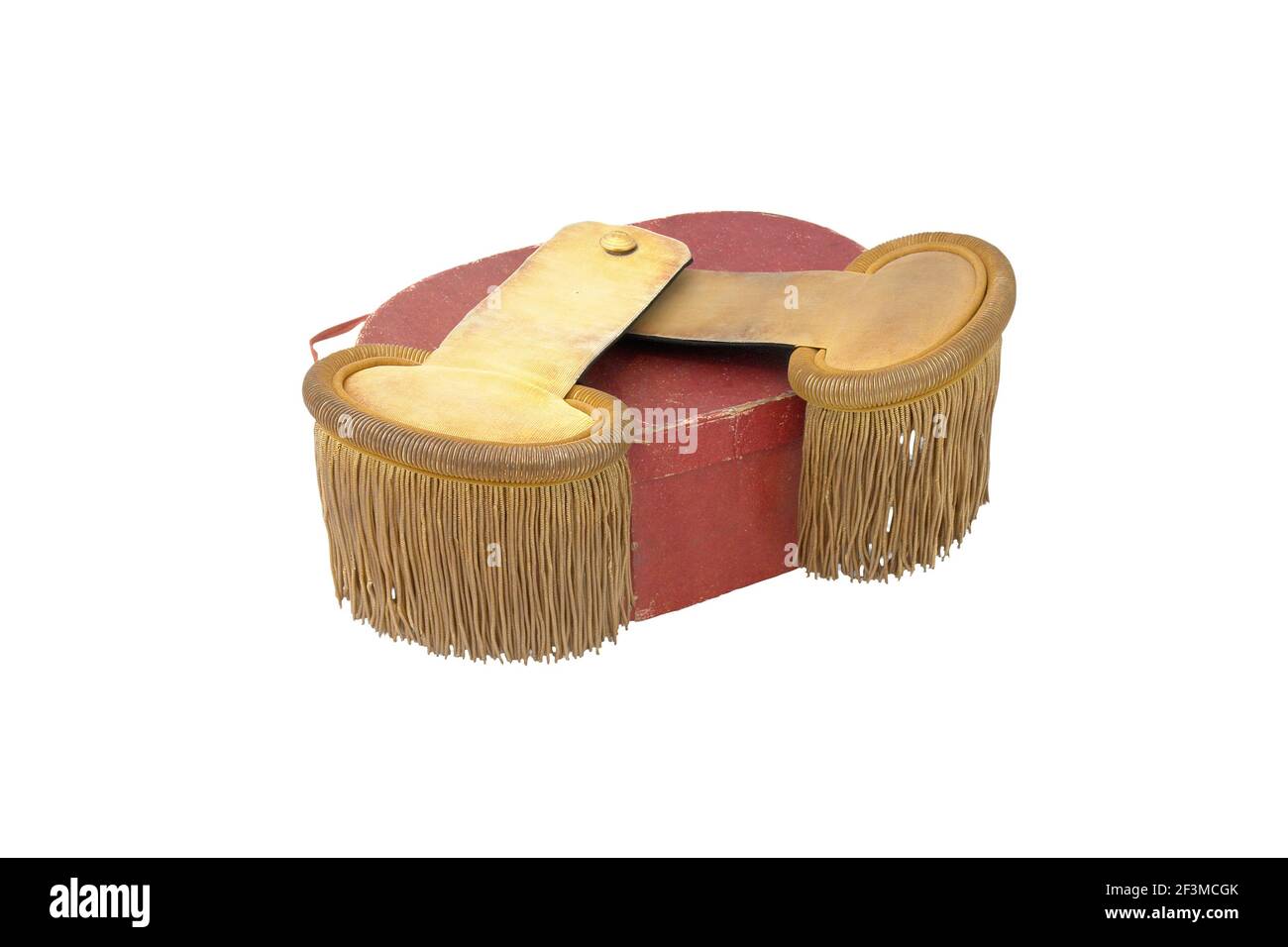 Vintage French epaulets with red box. France. 19th century Stock Photo ...