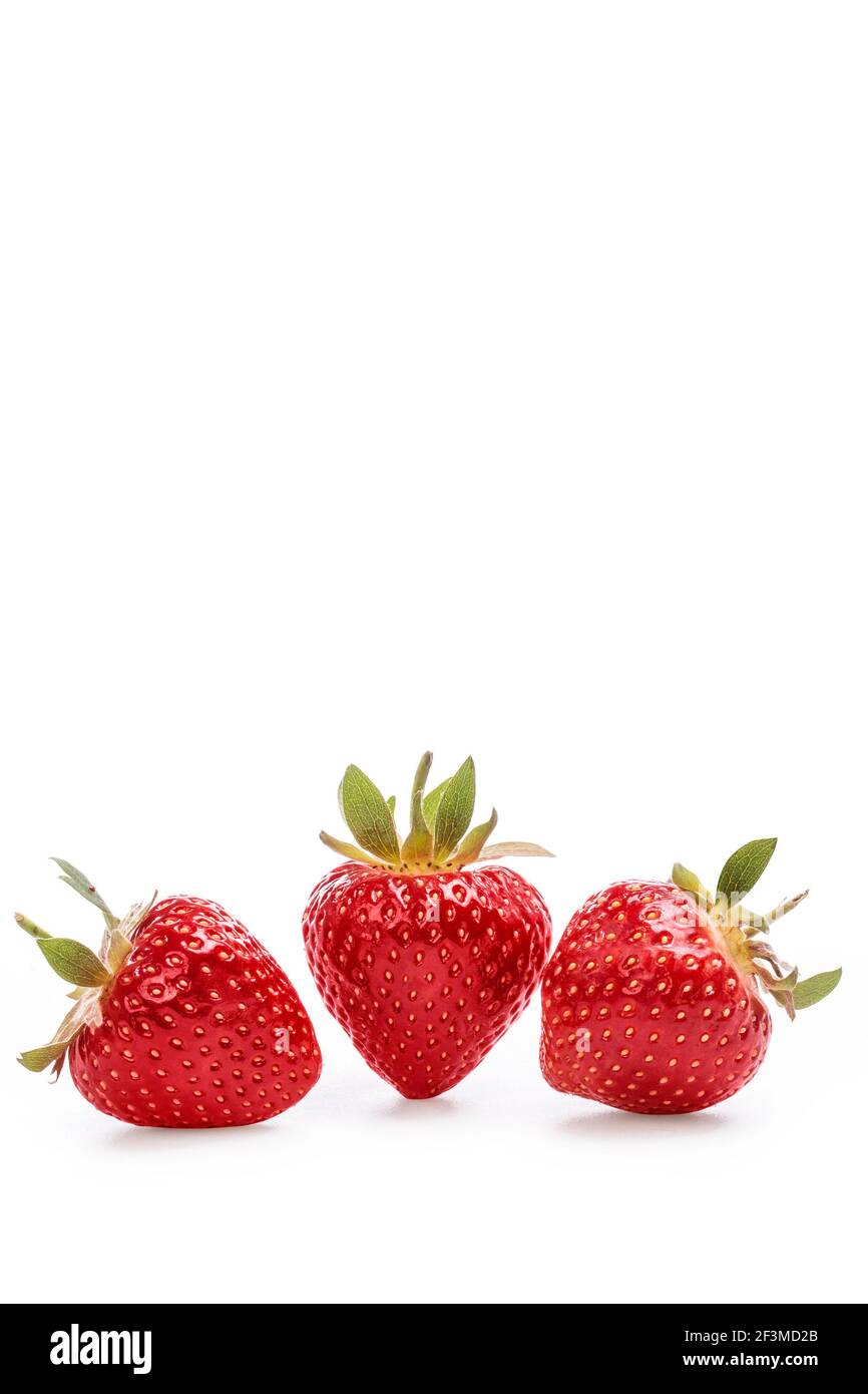 Red strawberry on a white background with clipping path Stock Photo - Alamy
