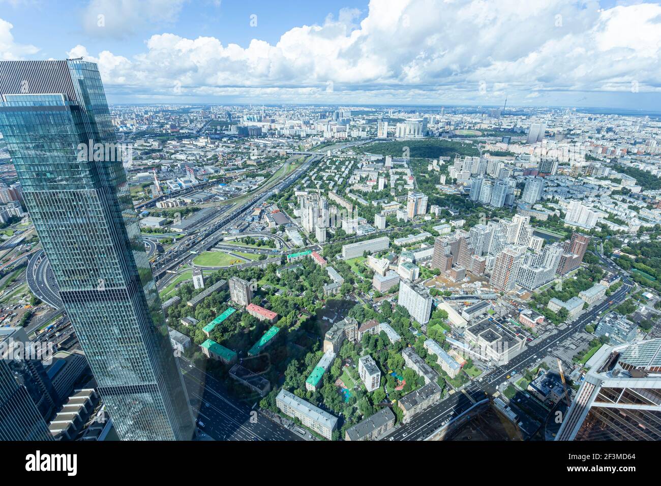 Aerial view of center of Moscow from observation deck Federation Tower ...