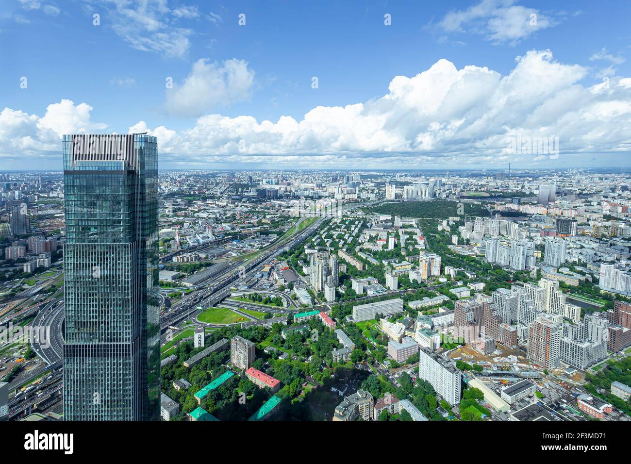 Aerial view of center of Moscow from observation deck Federation Tower ...