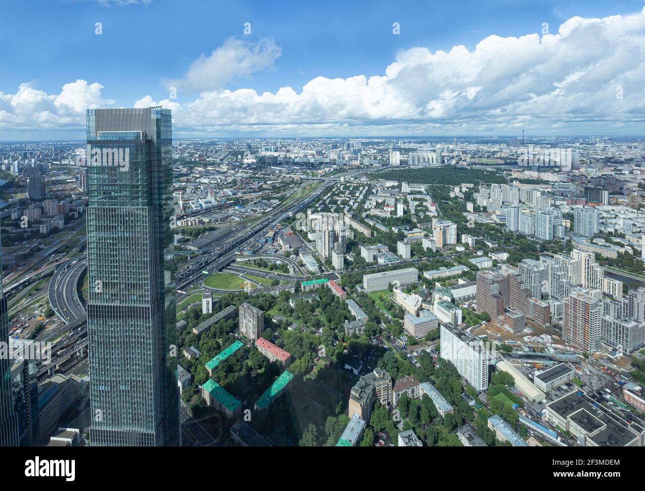Aerial view of center of Moscow from observation deck Federation Tower ...