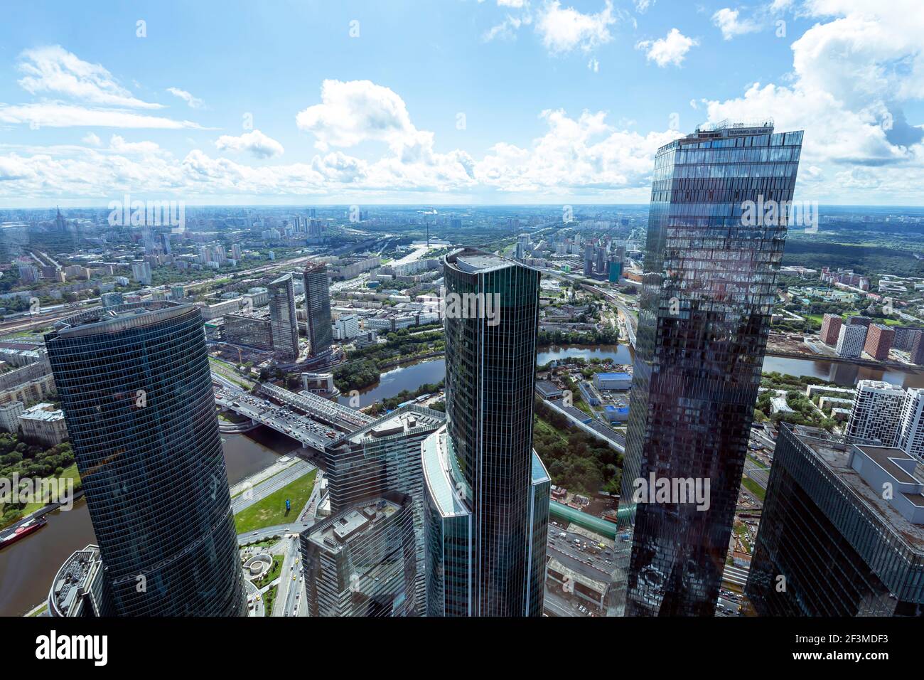 Aerial view of center of Moscow from observation deck Federation Tower ...