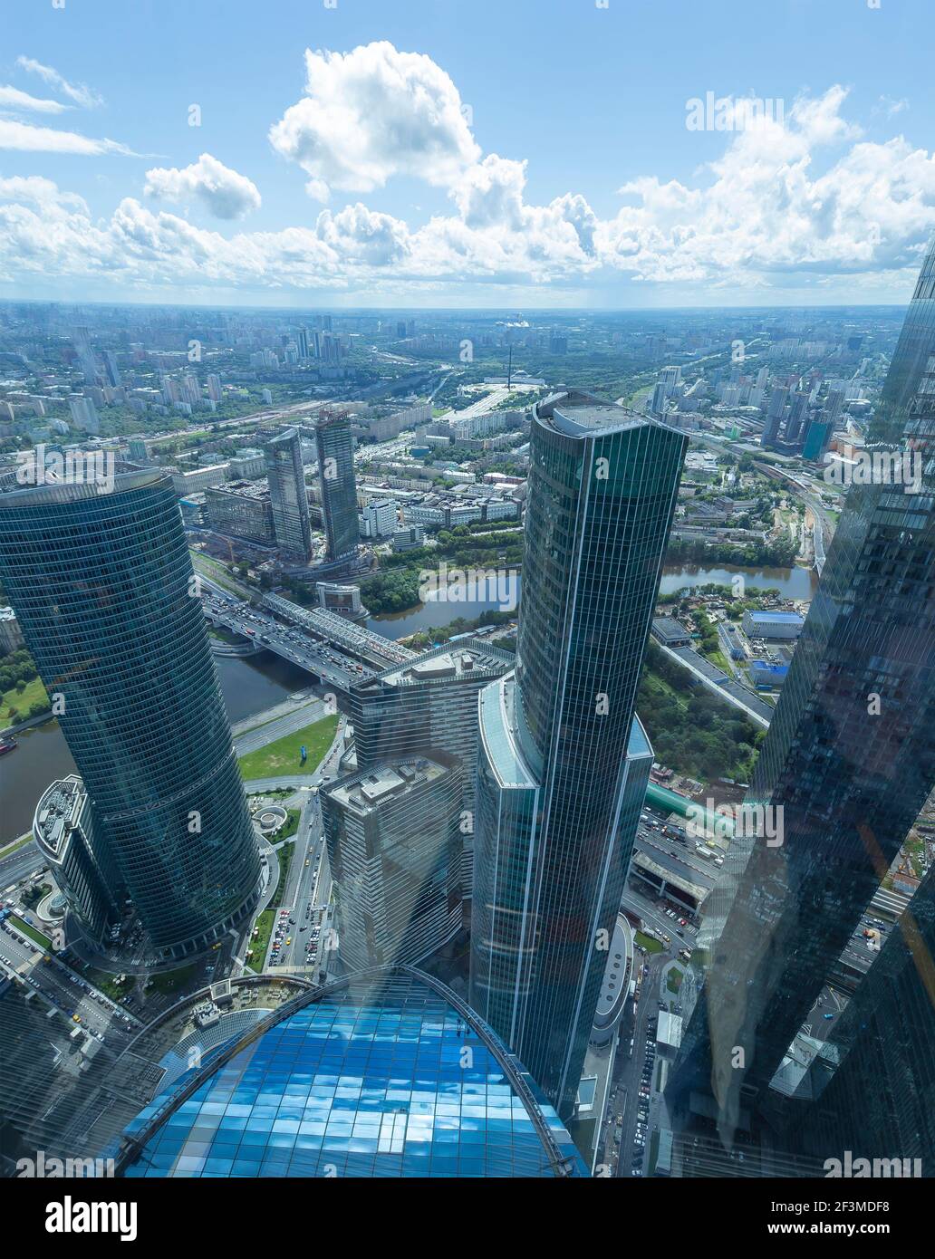 Aerial view of center of Moscow from observation deck Federation Tower ...