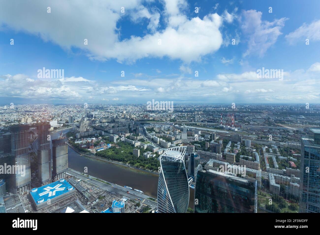 Aerial view of center of Moscow from observation deck Federation Tower ...