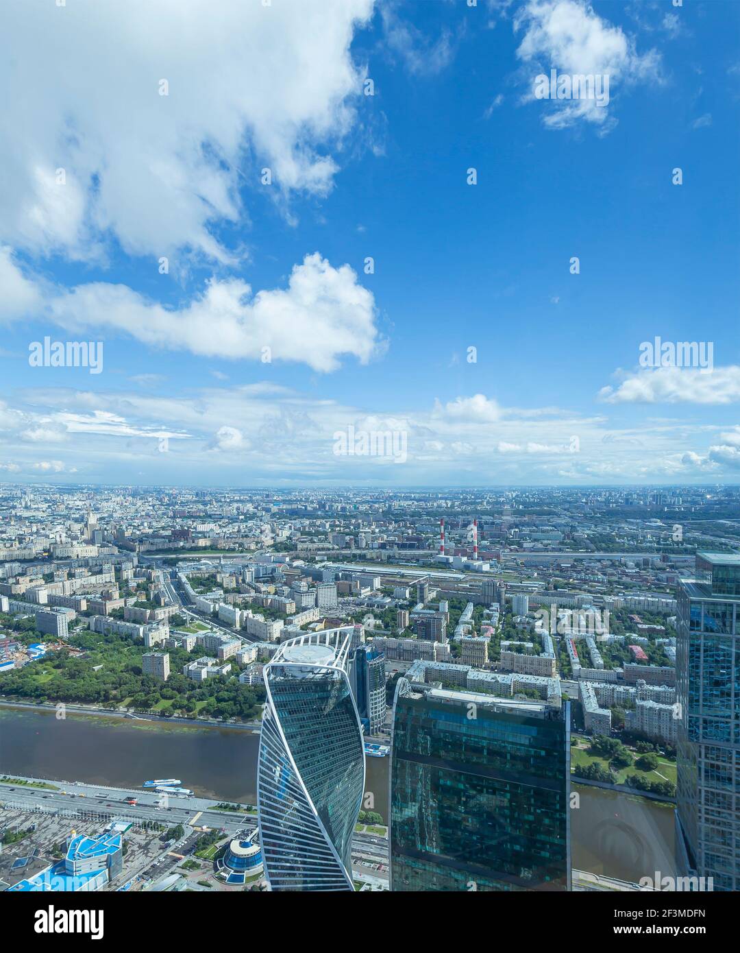 Aerial view of center of Moscow from observation deck Federation Tower ...