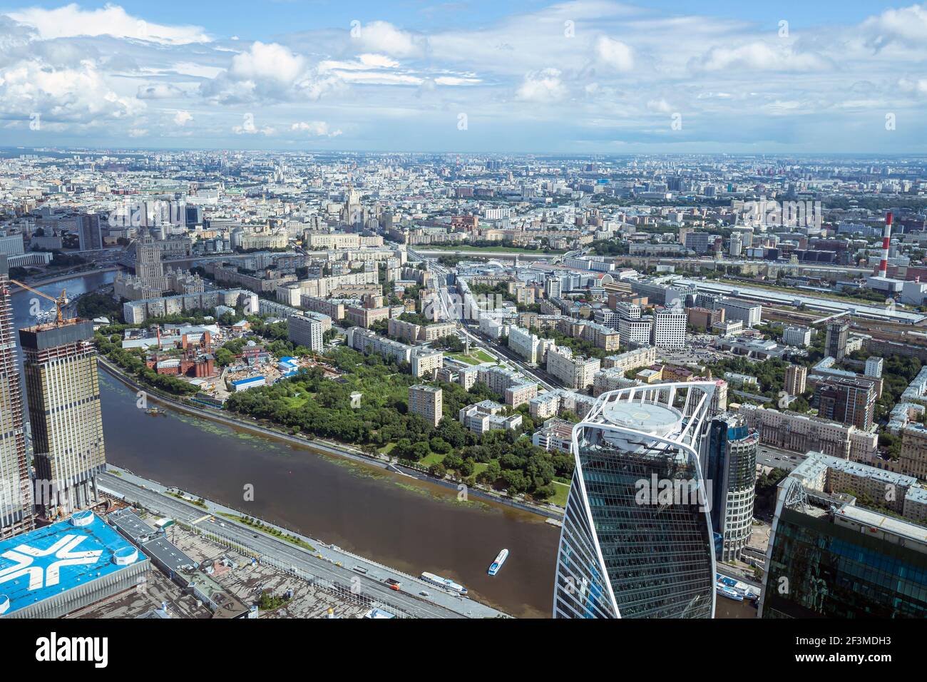 Aerial view of center of Moscow from observation deck Federation Tower ...