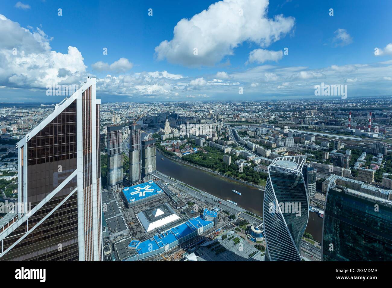 Aerial view of center of Moscow from observation deck Federation Tower ...