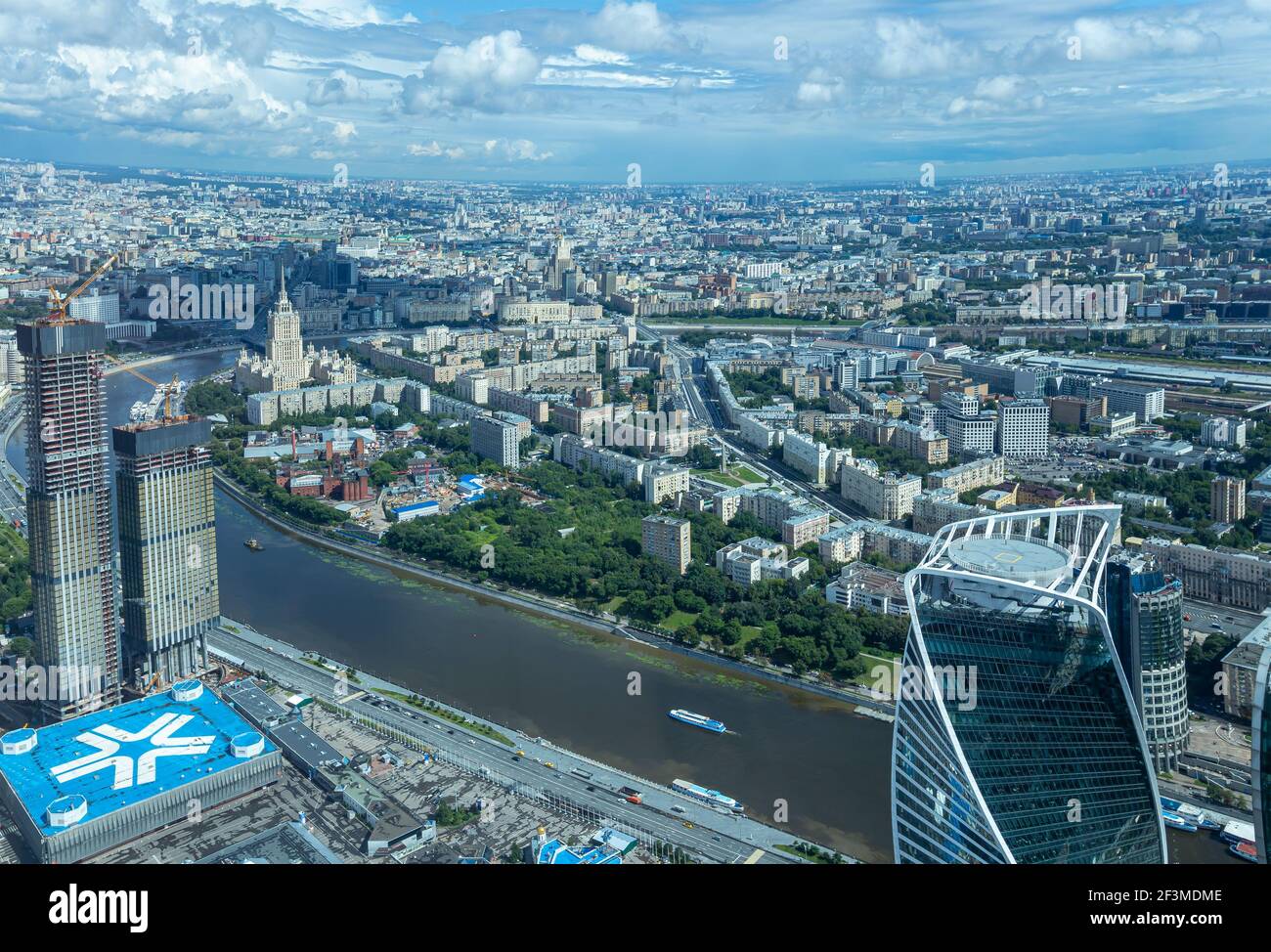 Aerial view of center of Moscow from observation deck Federation Tower ...