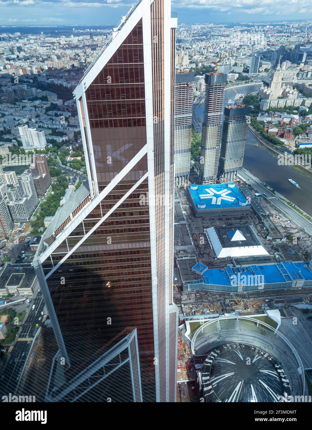 Aerial view of center of Moscow from observation deck Federation Tower ...