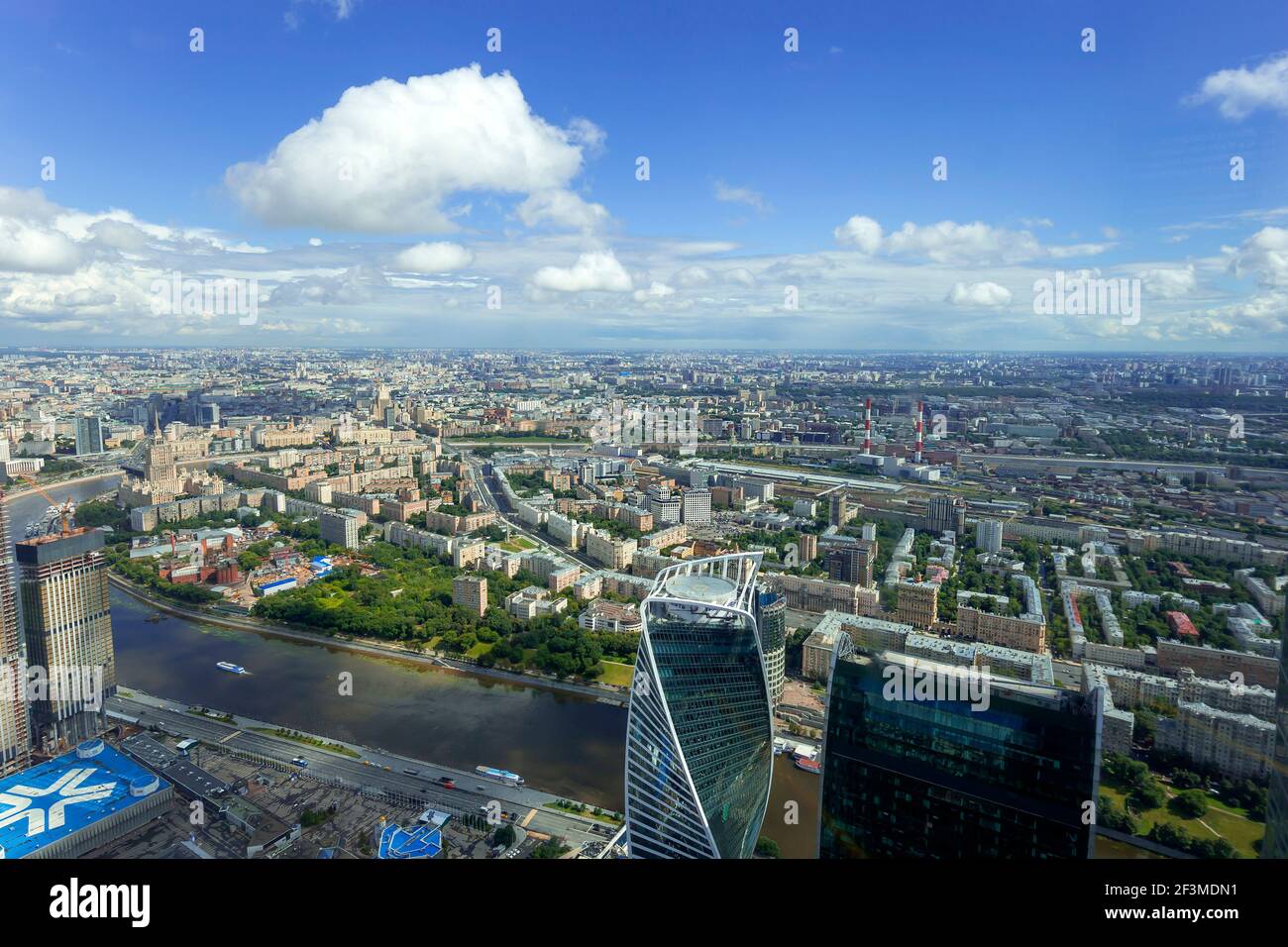 Aerial view of center of Moscow from observation deck Federation Tower ...