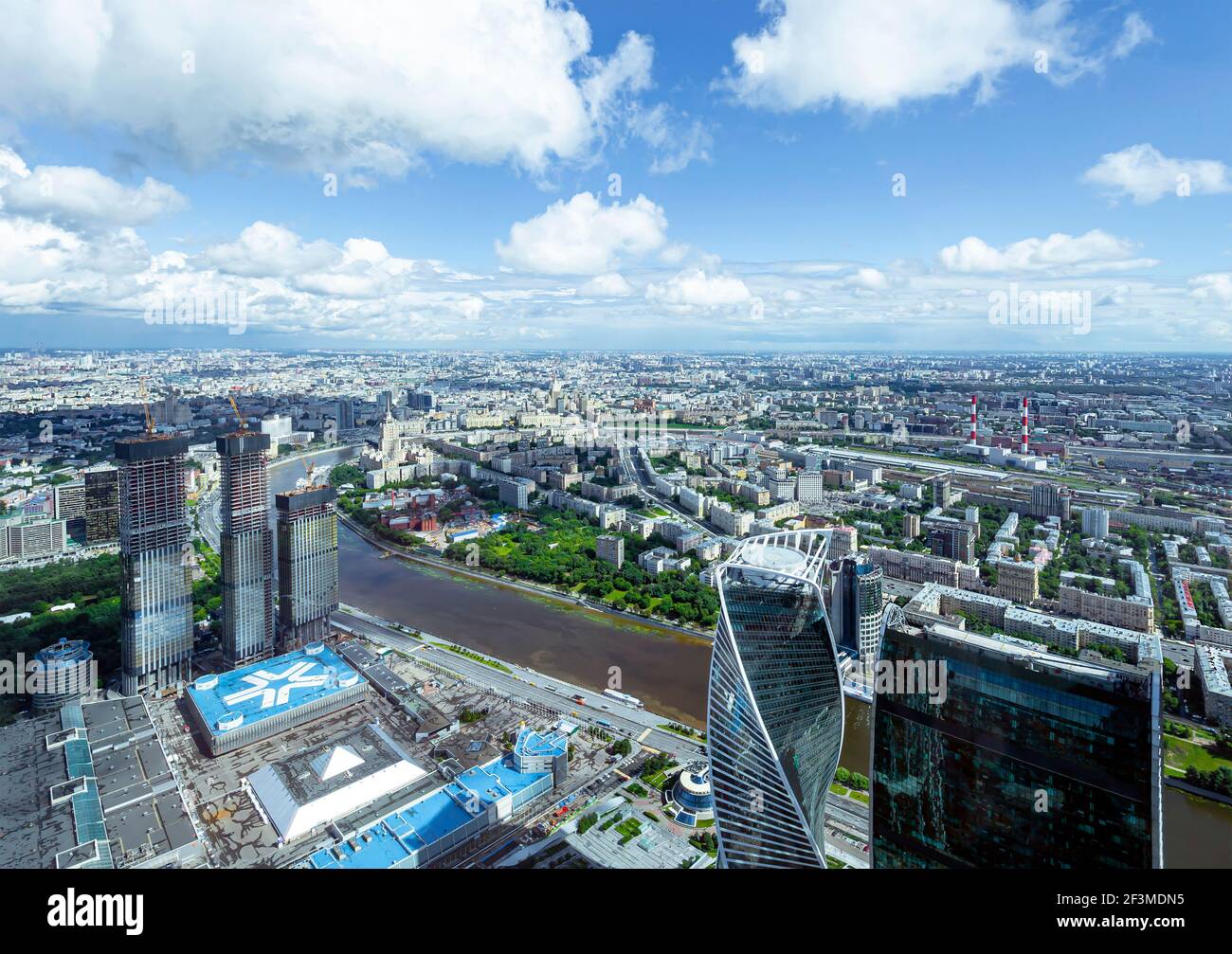 Aerial view of center of Moscow from observation deck Federation Tower ...
