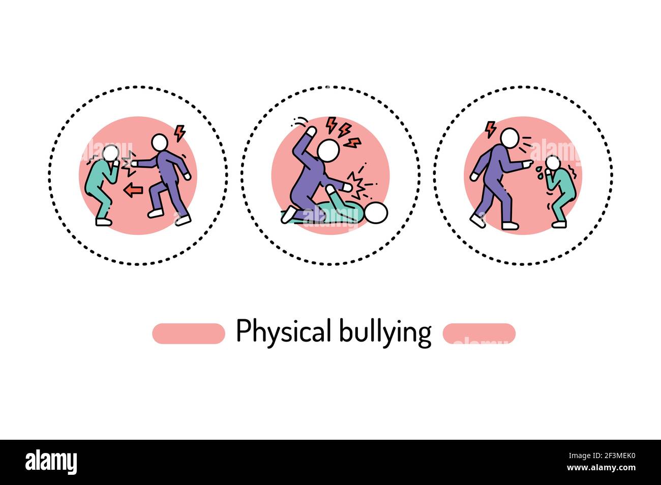 Physical bullying color line icon. Social violence Pictogram for web ...