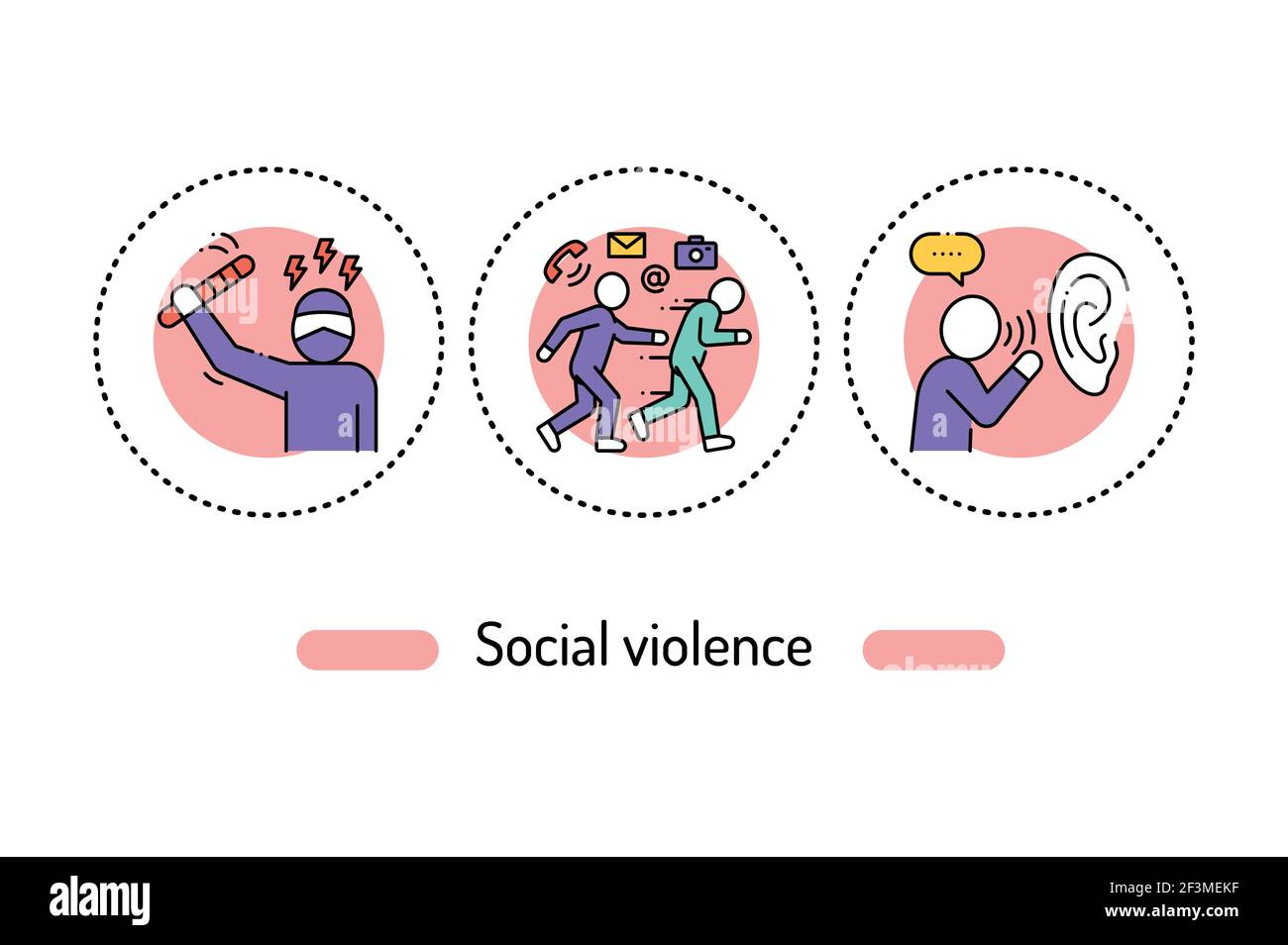 Social violence color line icon. People bullying Pictogram for web page ...