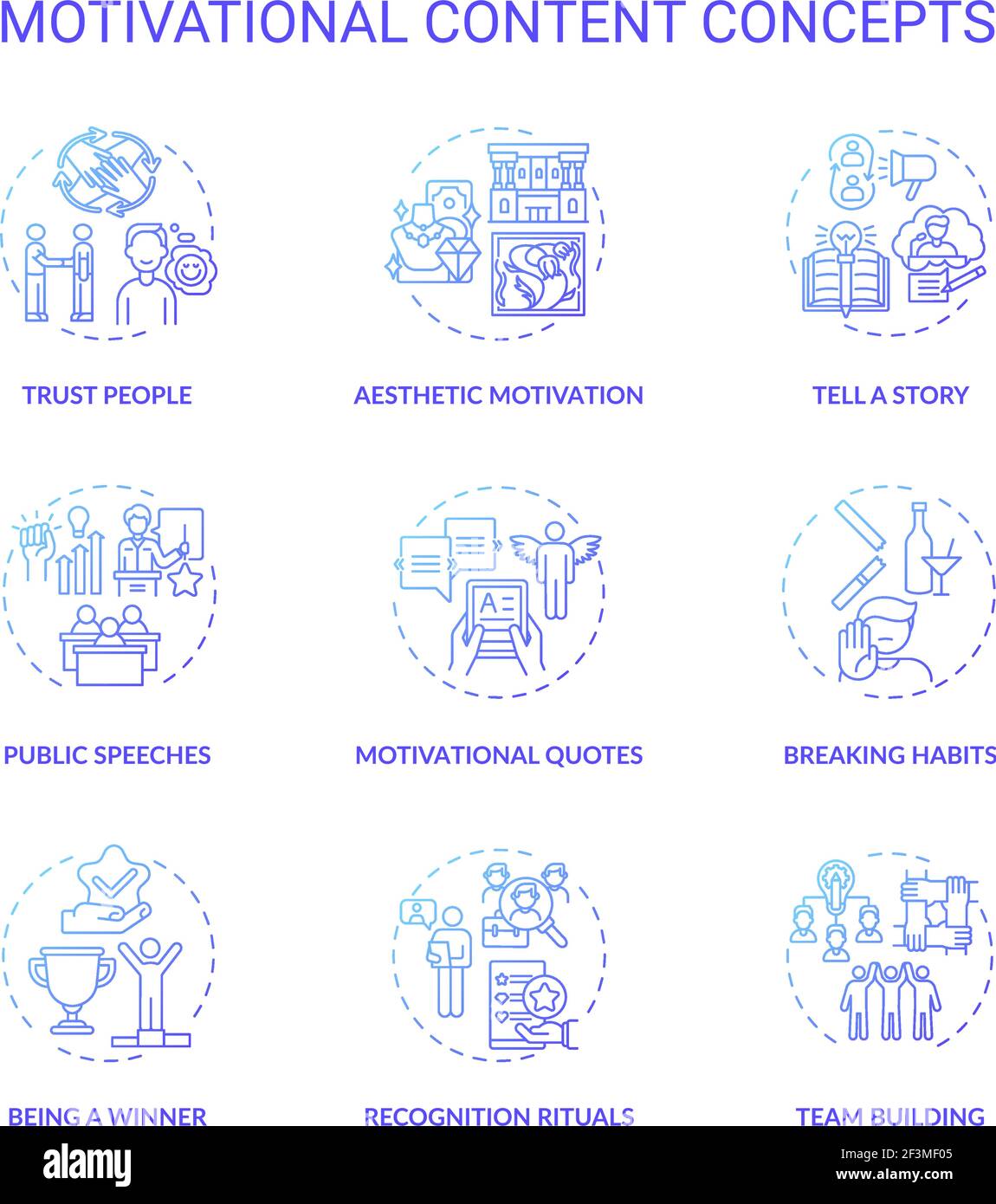 Motivational content concept icons set Stock Vector Image & Art - Alamy