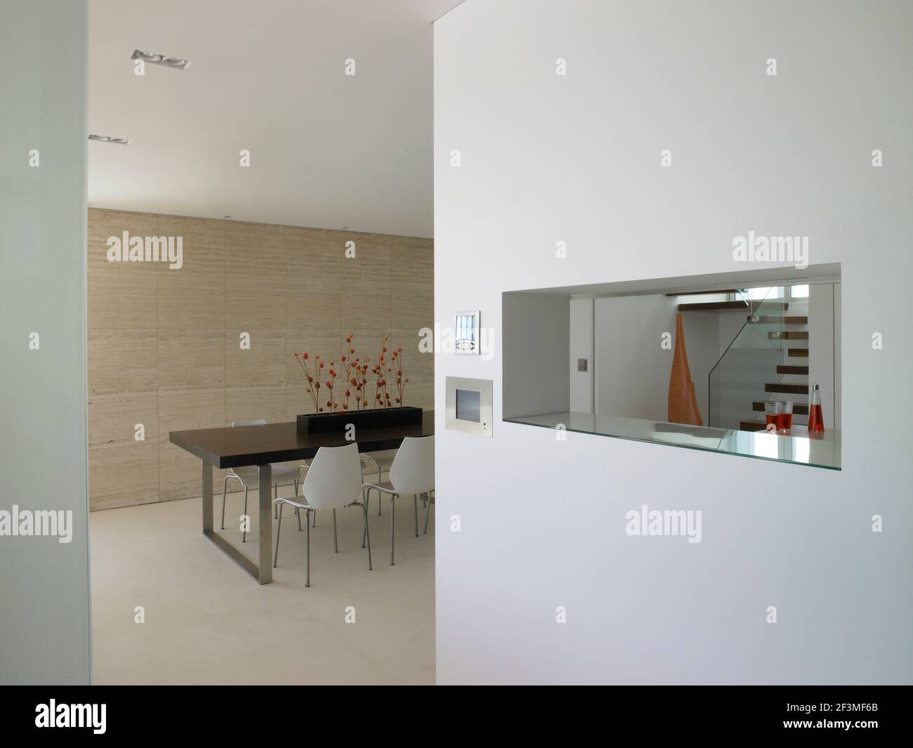 Kitchen hatch in white wall in Lauderdale house, Australia Stock Photo ...