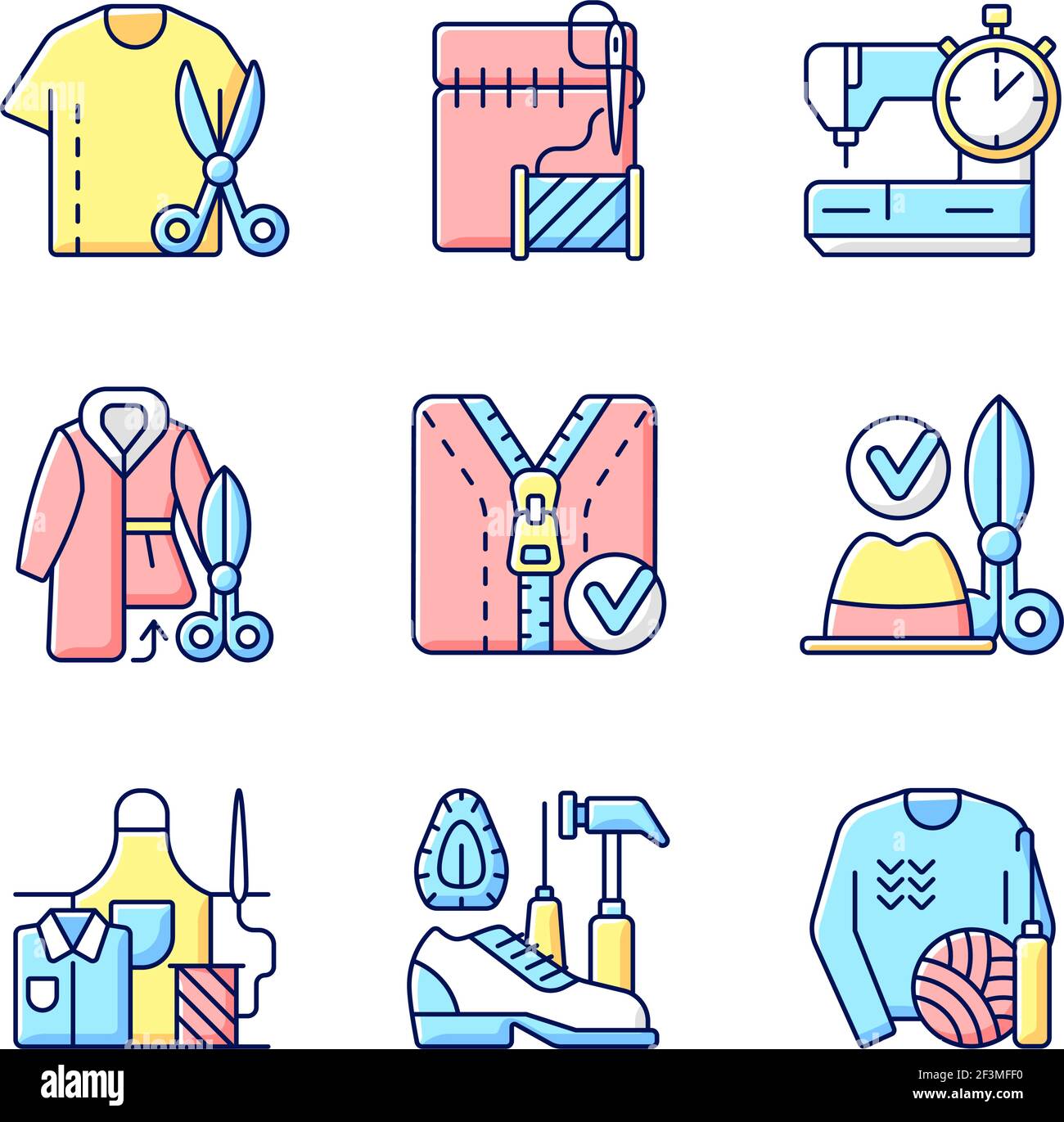 Sewing RGB color icons set Stock Vector Image & Art - Alamy