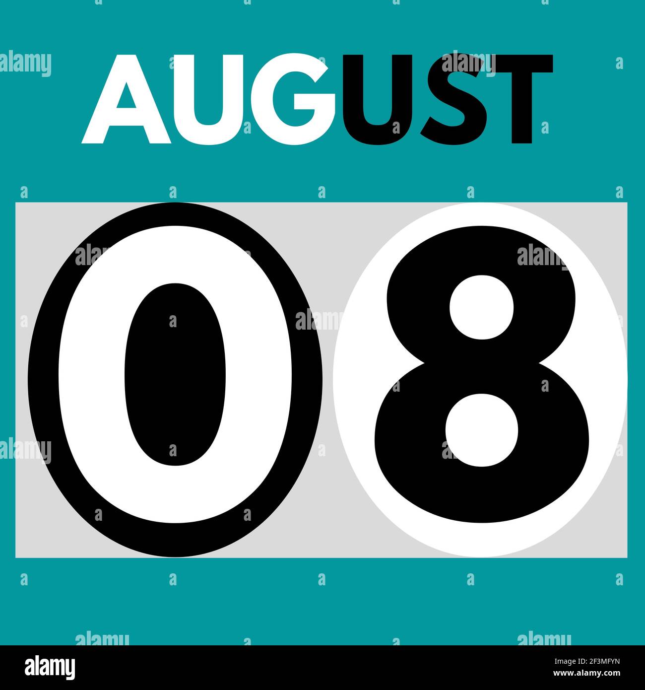 August 8 . Modern daily calendar icon .date ,day, month .calendar for ...
