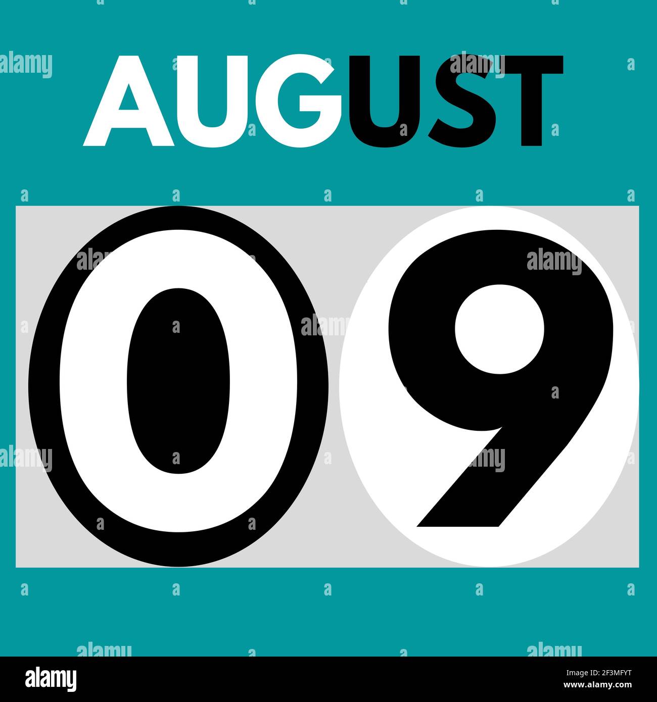 August 9 . Modern daily calendar icon .date ,day, month .calendar for ...