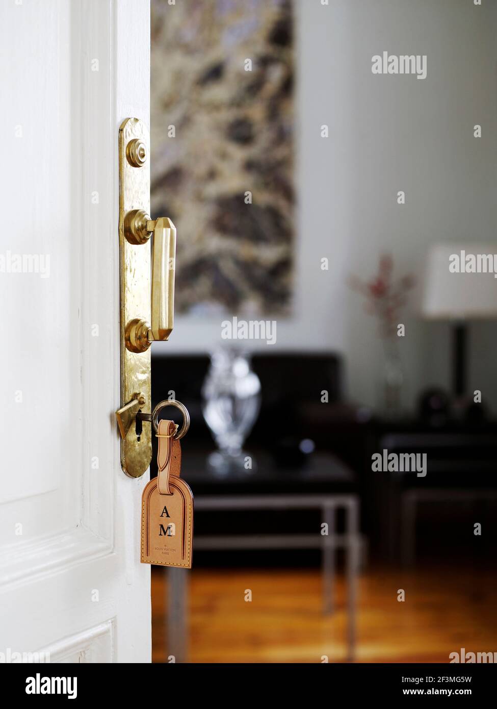 Key in lock door detail, Russian apartment Stock Photo - Alamy