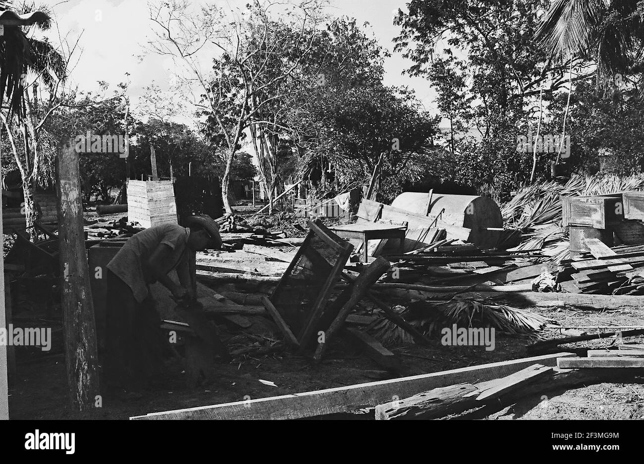 Hurricane Flora damage in central Cuba, Cuba, 1963. From the Deena ...