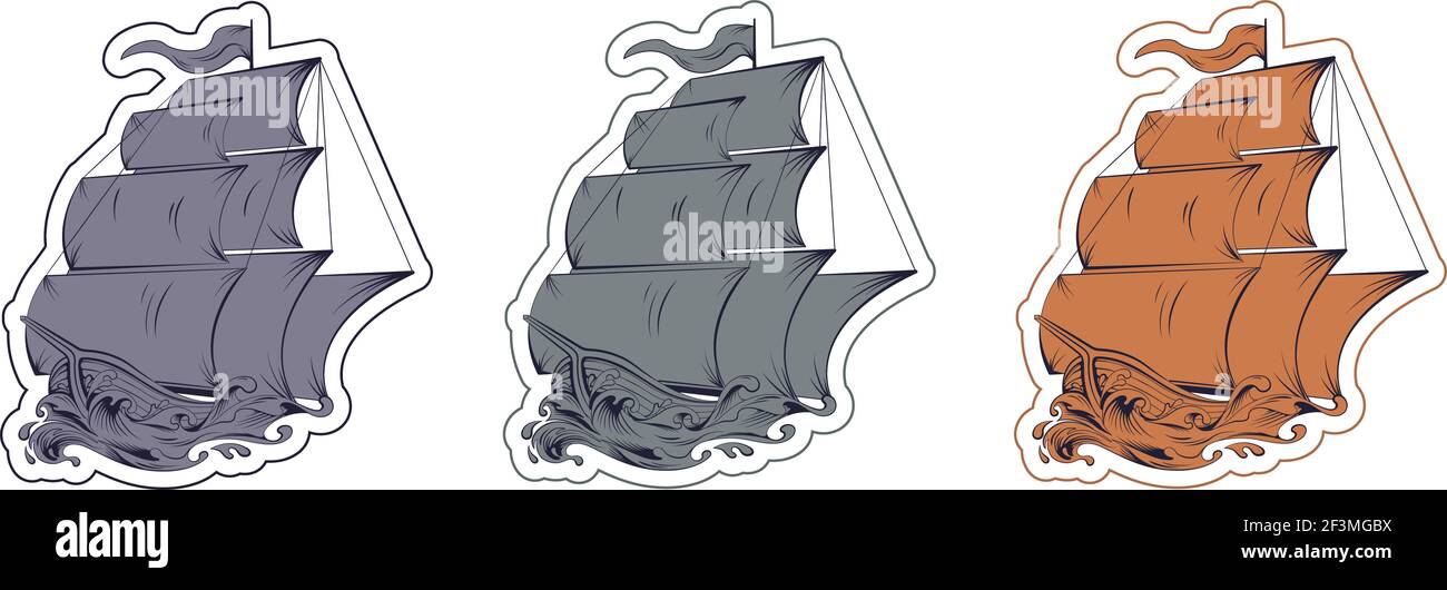Colorful pirate ships on the sea Stock Vector Image & Art - Alamy