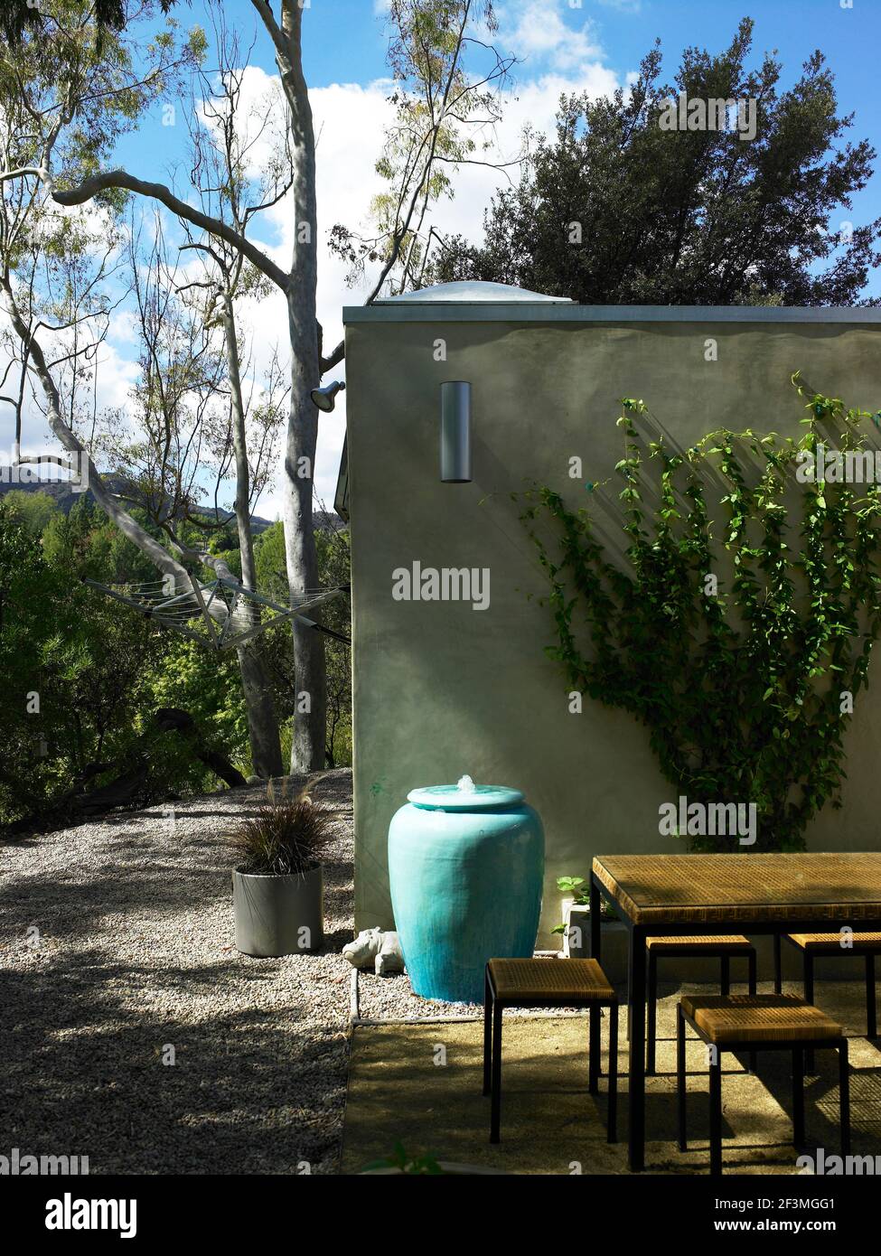 Outdoor terrace seating of rural home in California, USA Stock Photo ...