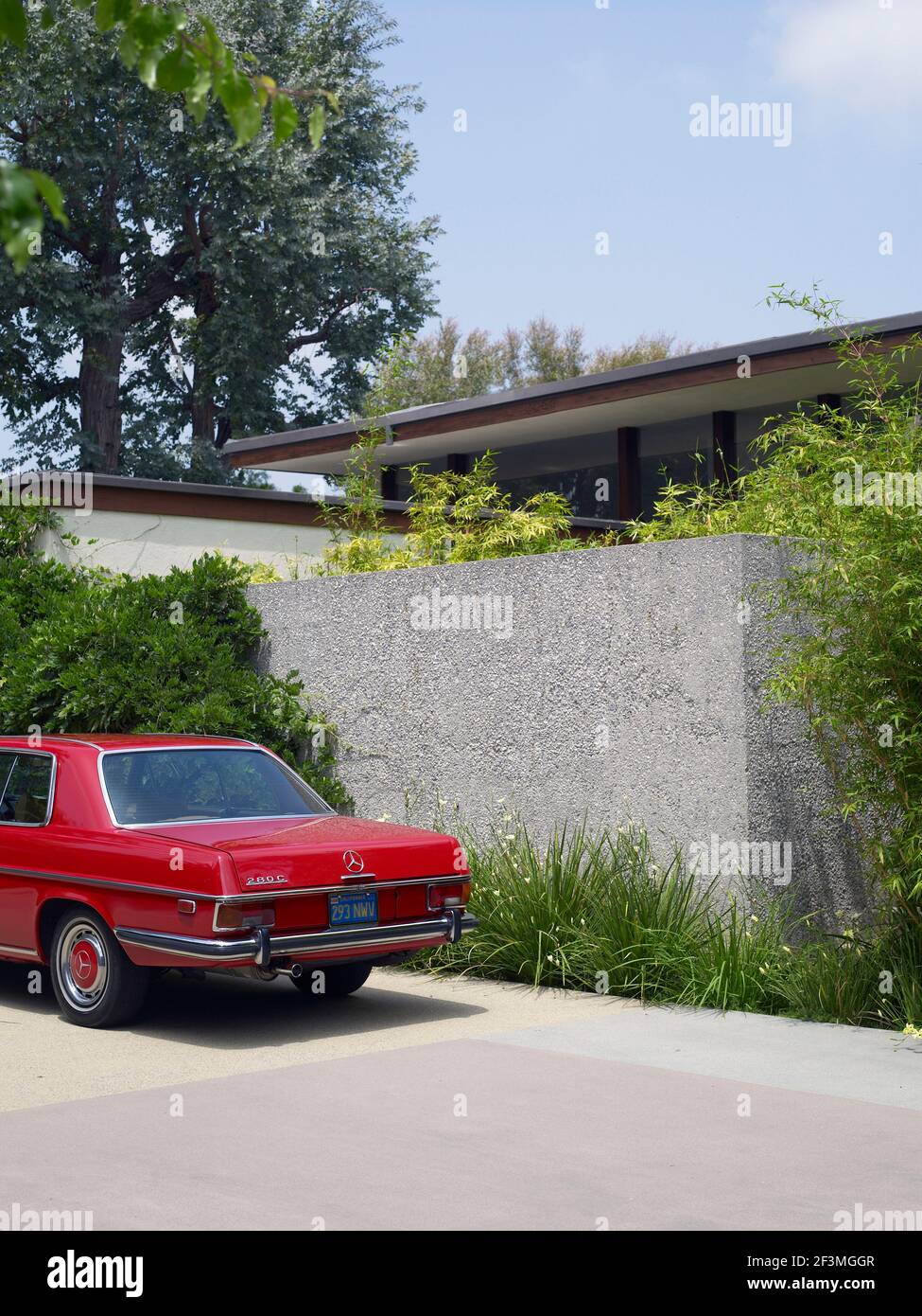 Red car parked outside California home, USA Stock Photo - Alamy