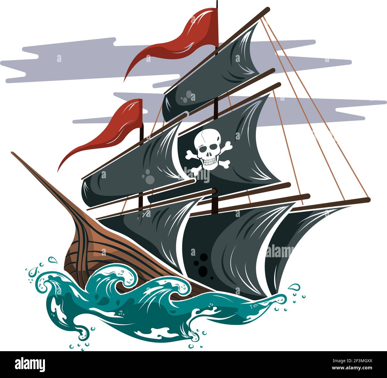Unique colorful old pirate ship Stock Vector Image & Art - Alamy