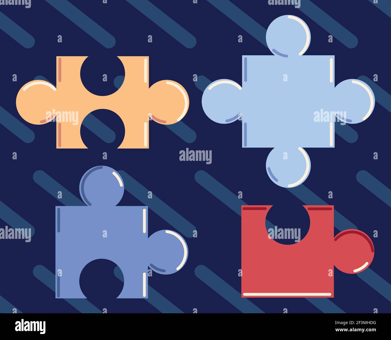 set puzzles pieces jigsaw icons Stock Vector Image & Art - Alamy