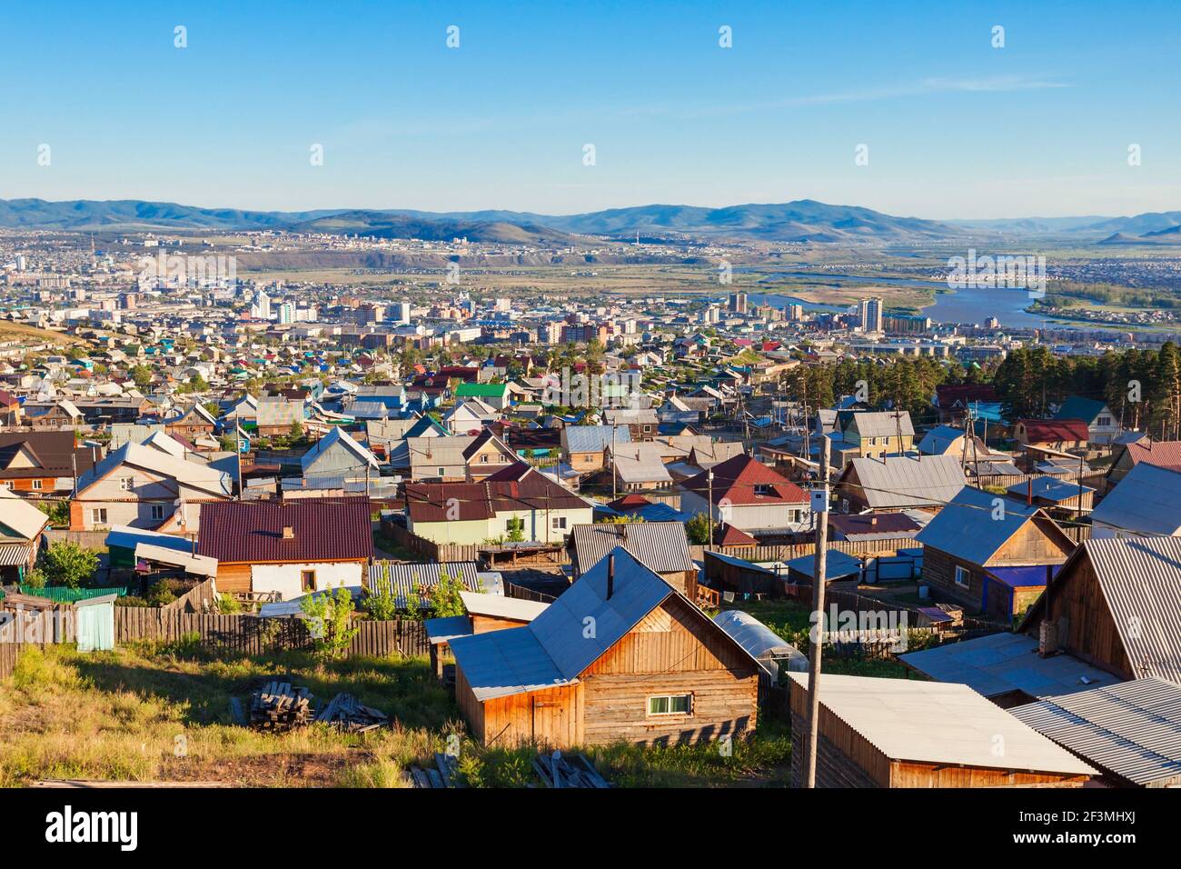 Ulan-Ude aerial panoramic view. Ulan Ude is the capital city of the ...
