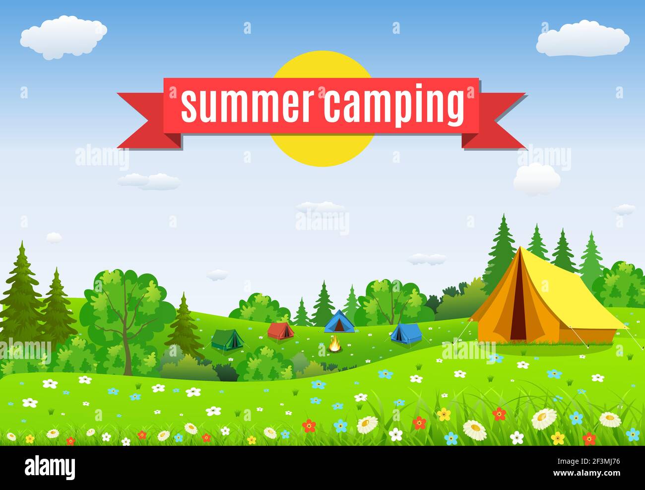 Campsite tent on green Stock Vector Images - Alamy