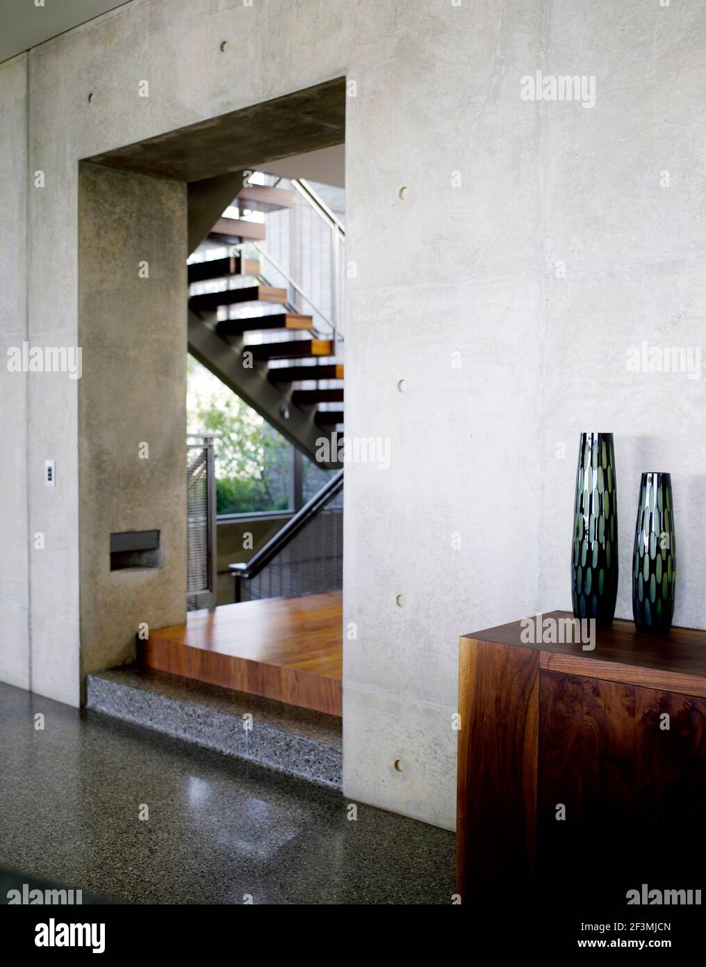 View through doorway to staircase in USA home Stock Photo - Alamy