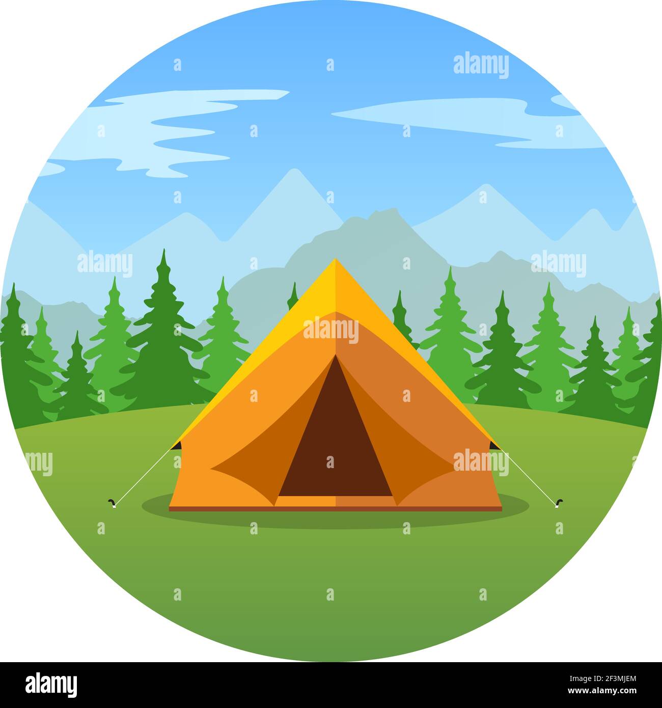 Cartoon tent in a landscape of mountains icon Stock Vector Image & Art ...