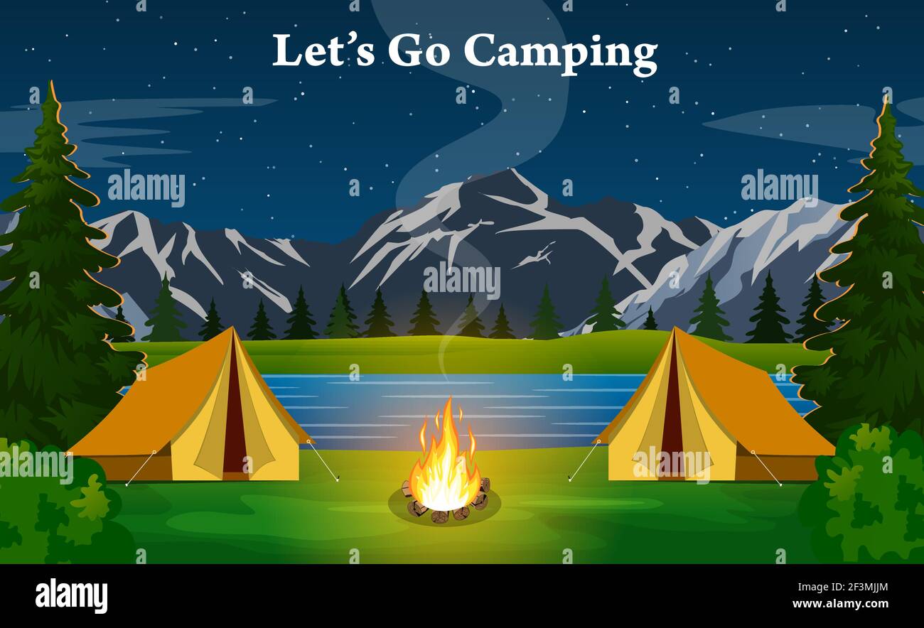 poster showing campsite with a campfire Stock Vector Image & Art - Alamy