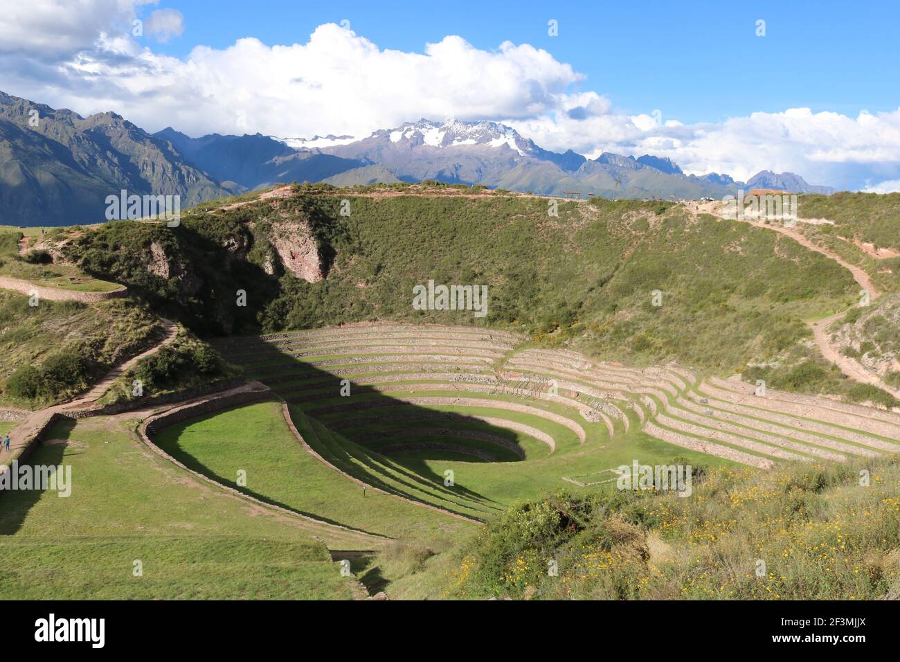 A landscape of an ancient nature amphitheater in-between the mountains ...