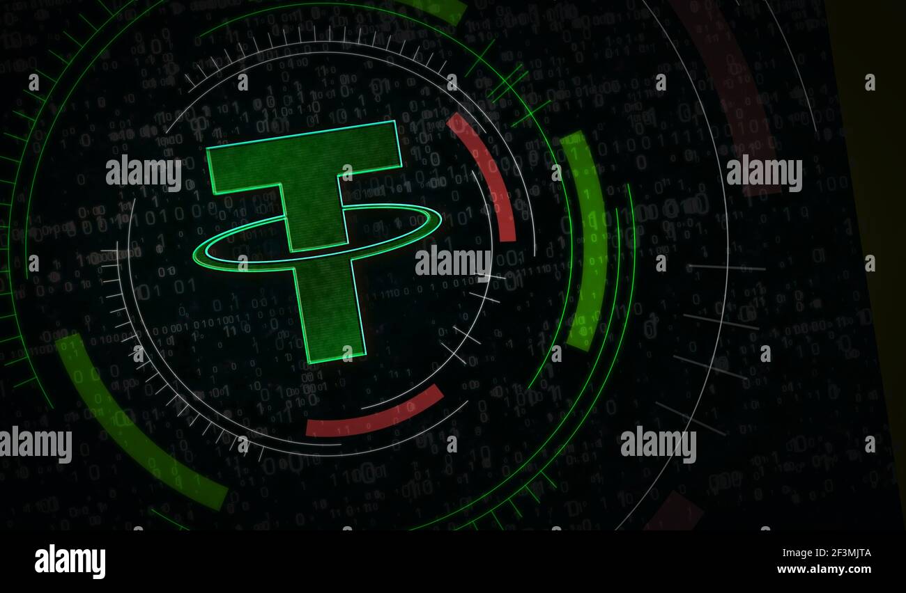 Tether symbol, USDT, cryptocurrency, cyber dollar coin, crypto currency ...